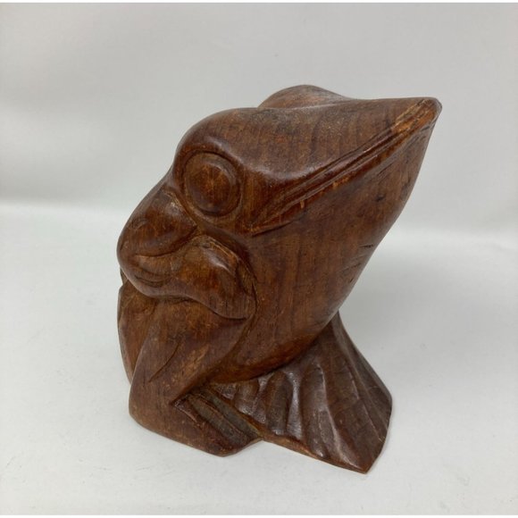 Unbranded | Art | Vintage Large Hand Carved Wooden Frog | Poshmark